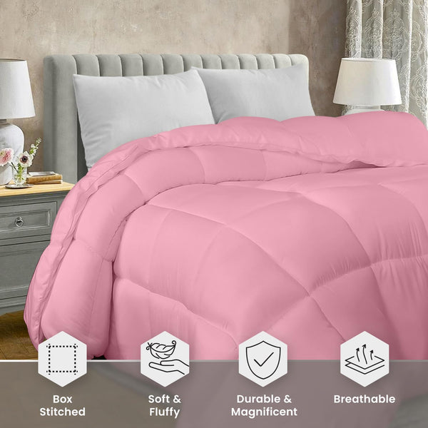 Soft Pink Quilted Comforter with Corner Tabs – Sonex Textile